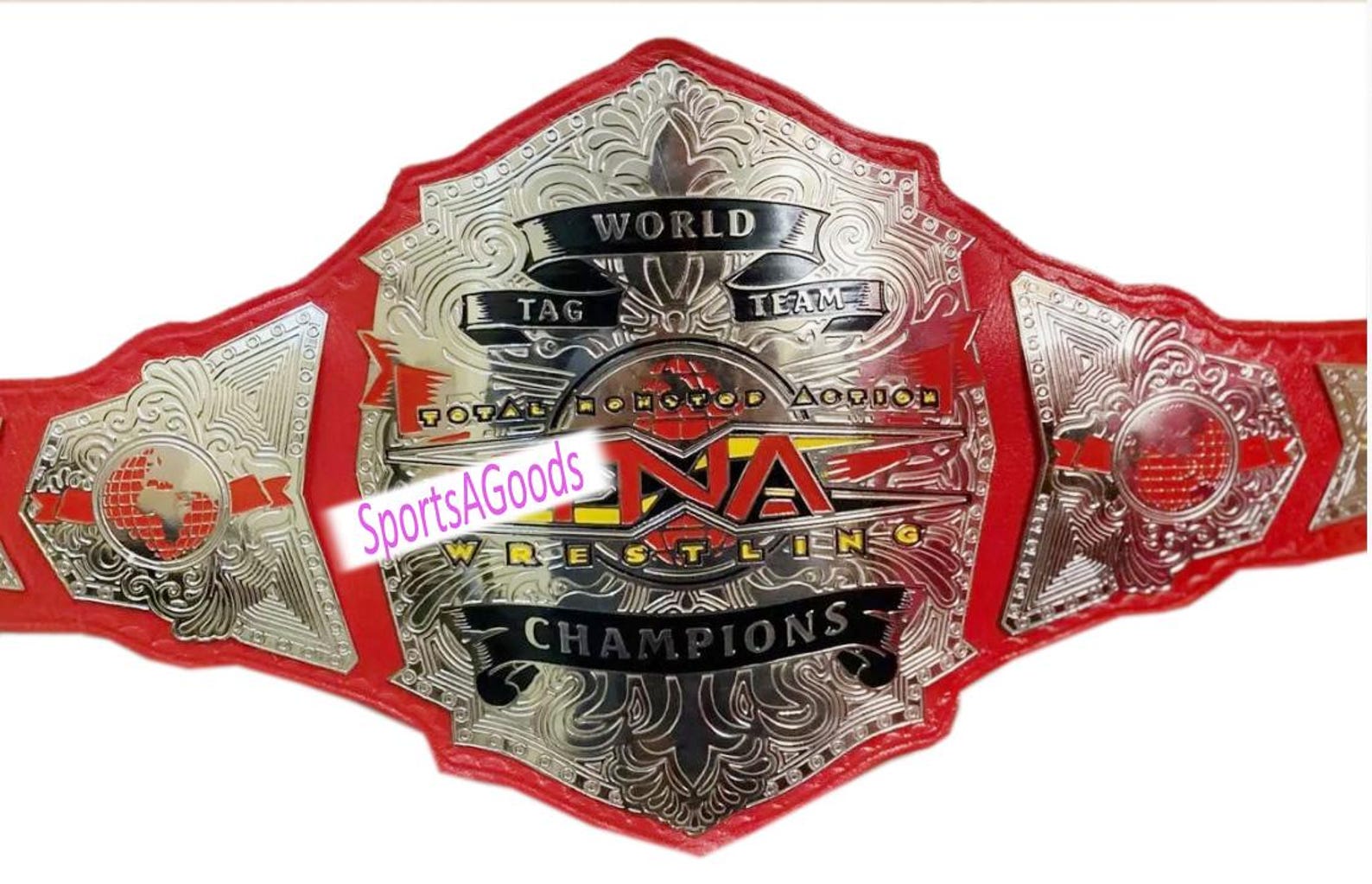 TNA World Tag Team Wrestling Championship Belt Adult Size Gold Plated ...