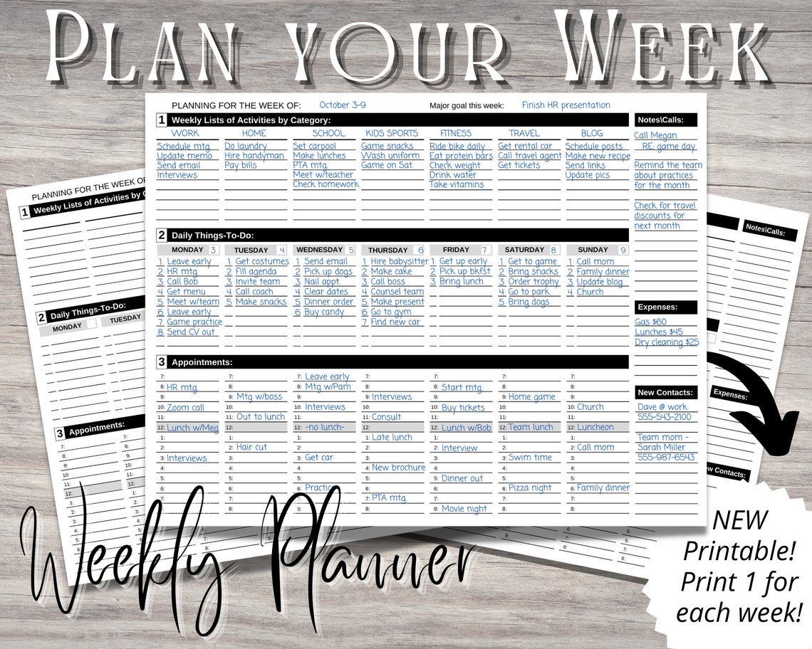 Weekly Planner: Organize Your Entire Week on One Page! - Etsy