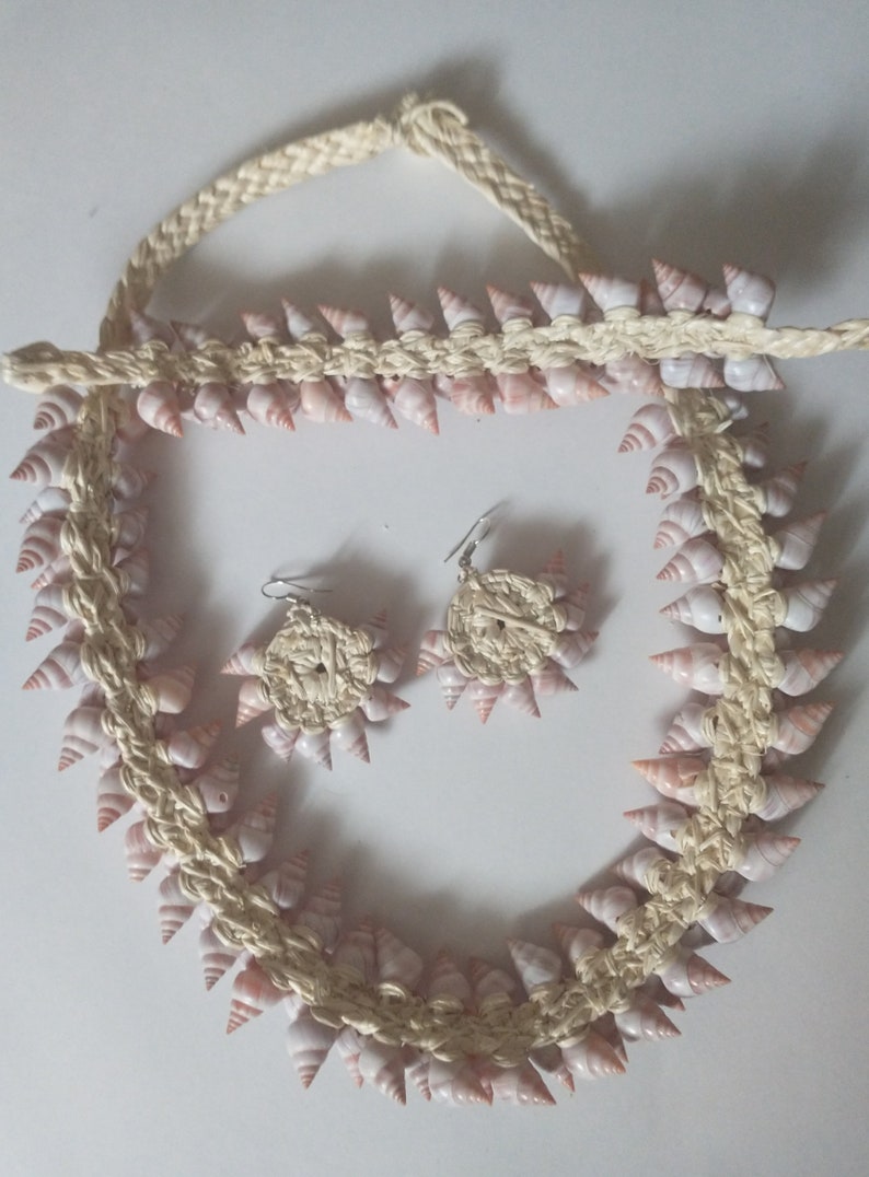 Pacific Islands Marshallese Jewelry Set - Necklace, Bracelet, Earrings ...