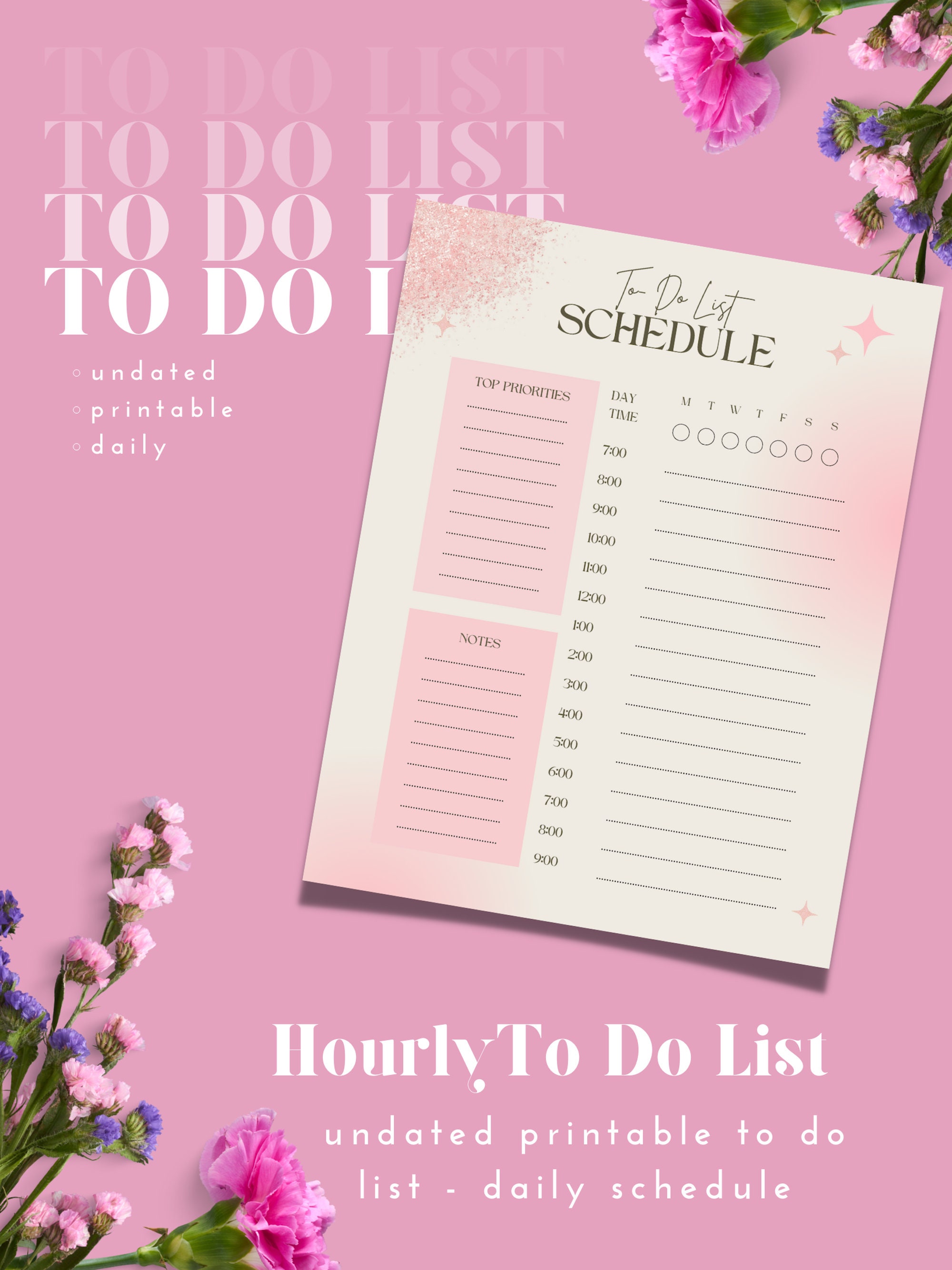 Printable to Do List - Daily Schedule - Etsy