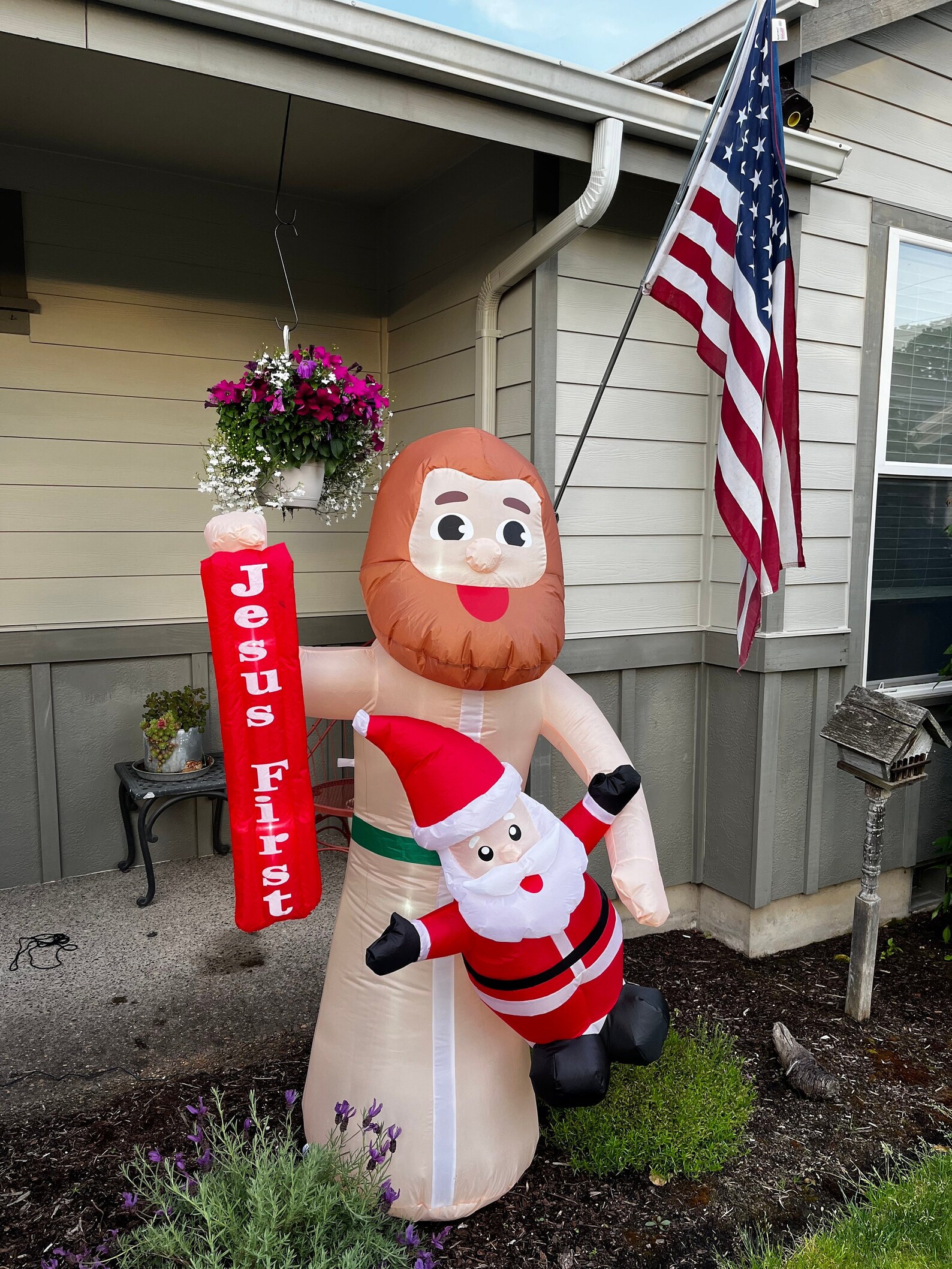 6 Ft Christmas Inflatable Yard Decor – Jesus First, Santa Claus, LED ...