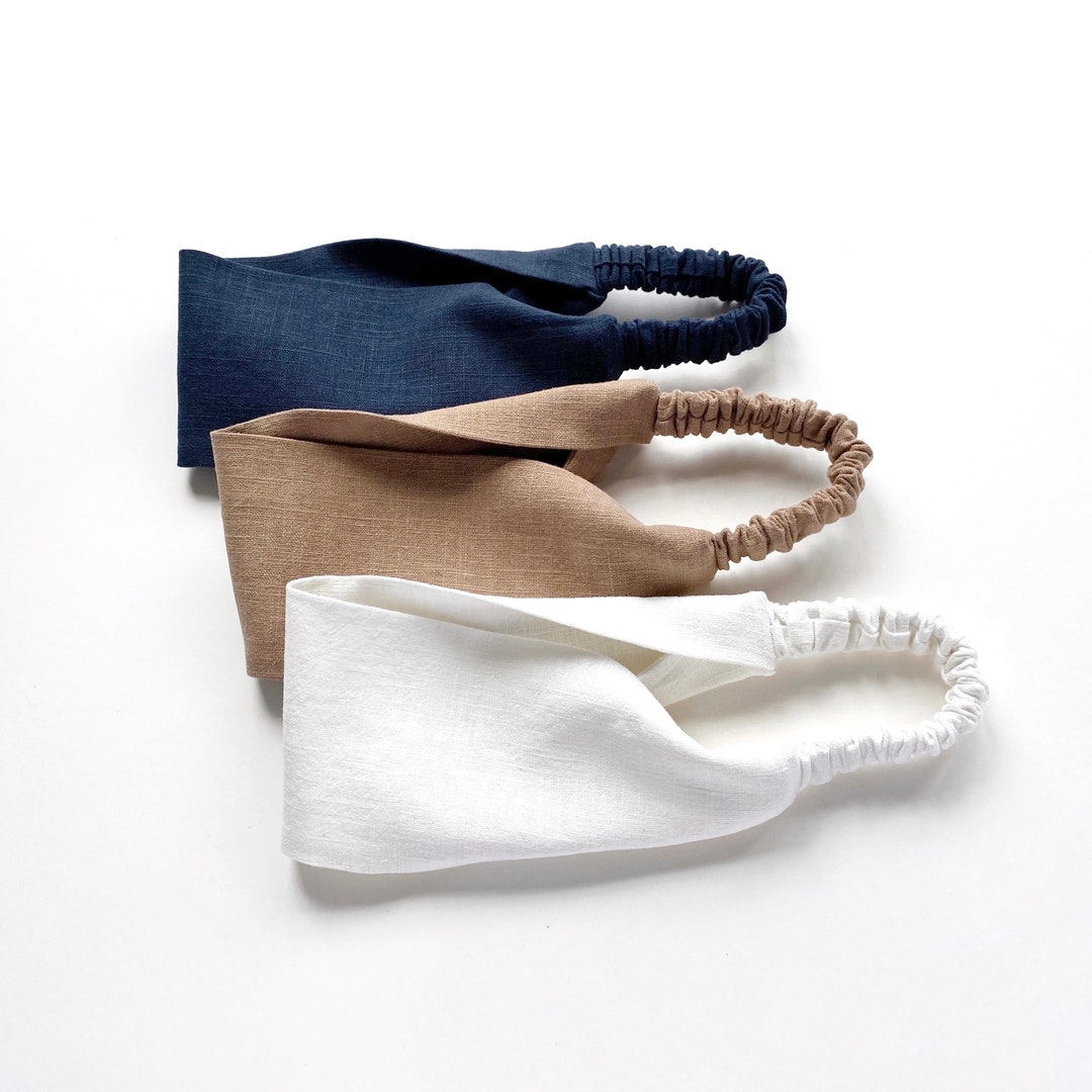 Handmade Linen Cotton Headband, Soft Elastic Hair Band - Etsy