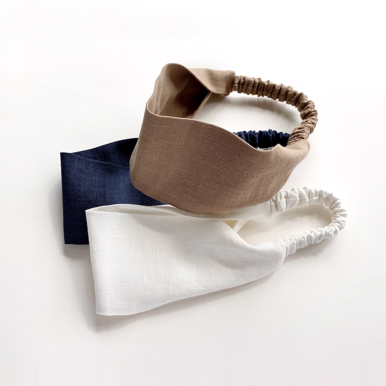 Handmade Linen Cotton Headband, Soft Elastic Hair Band - Etsy