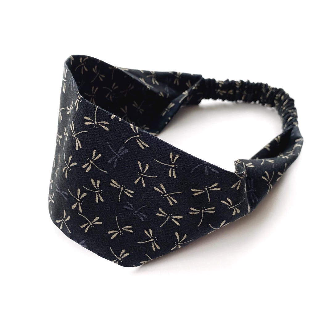 Handmade Japanese Cotton Wide Headband - Dragonfly Print - Etsy