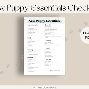 New Puppy Essentials Checklist PDF Printable | Instant Digital Download ...