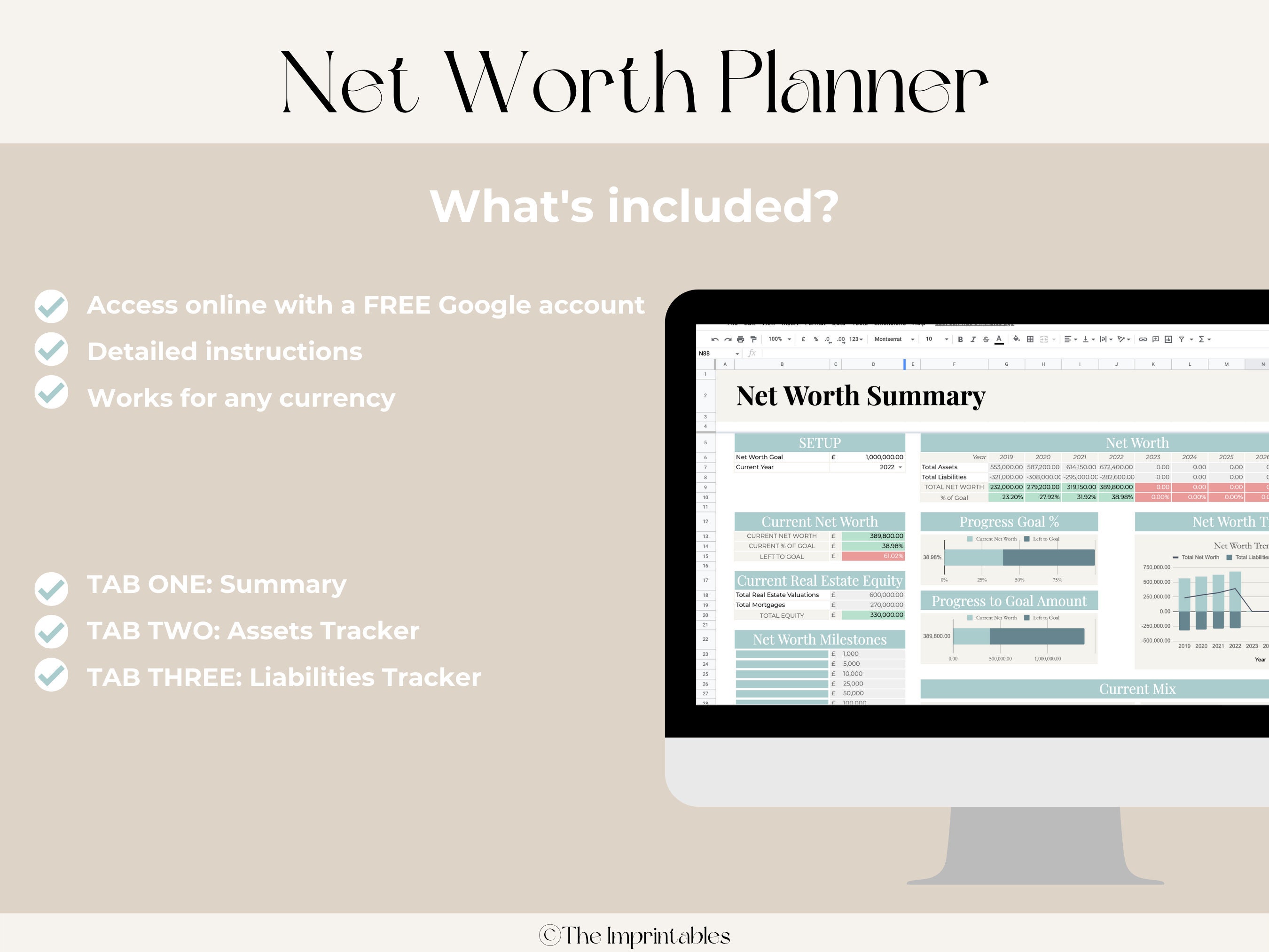 The Ultimate Annual Net Worth | Google Sheets Digital Spreadsheet ...