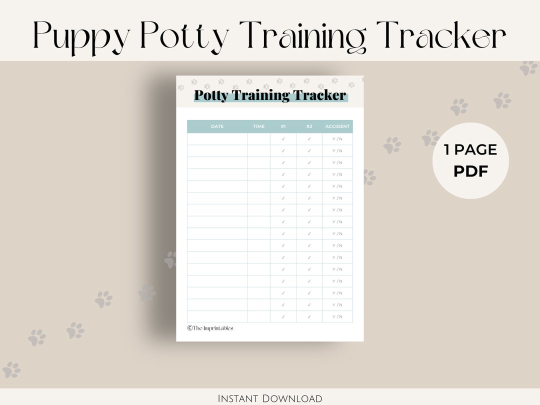 Puppy Potty Training Tracker PDF Printable | Instant Digital Download ...