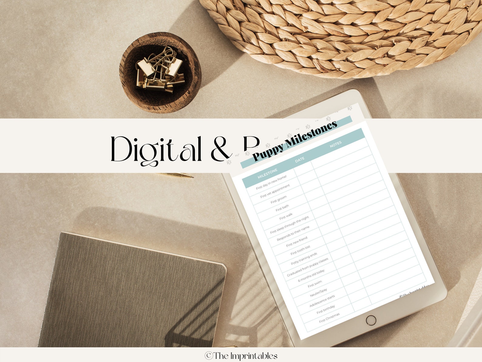 Puppy Milestones Tracker PDF Printable Instant Digital | Etsy