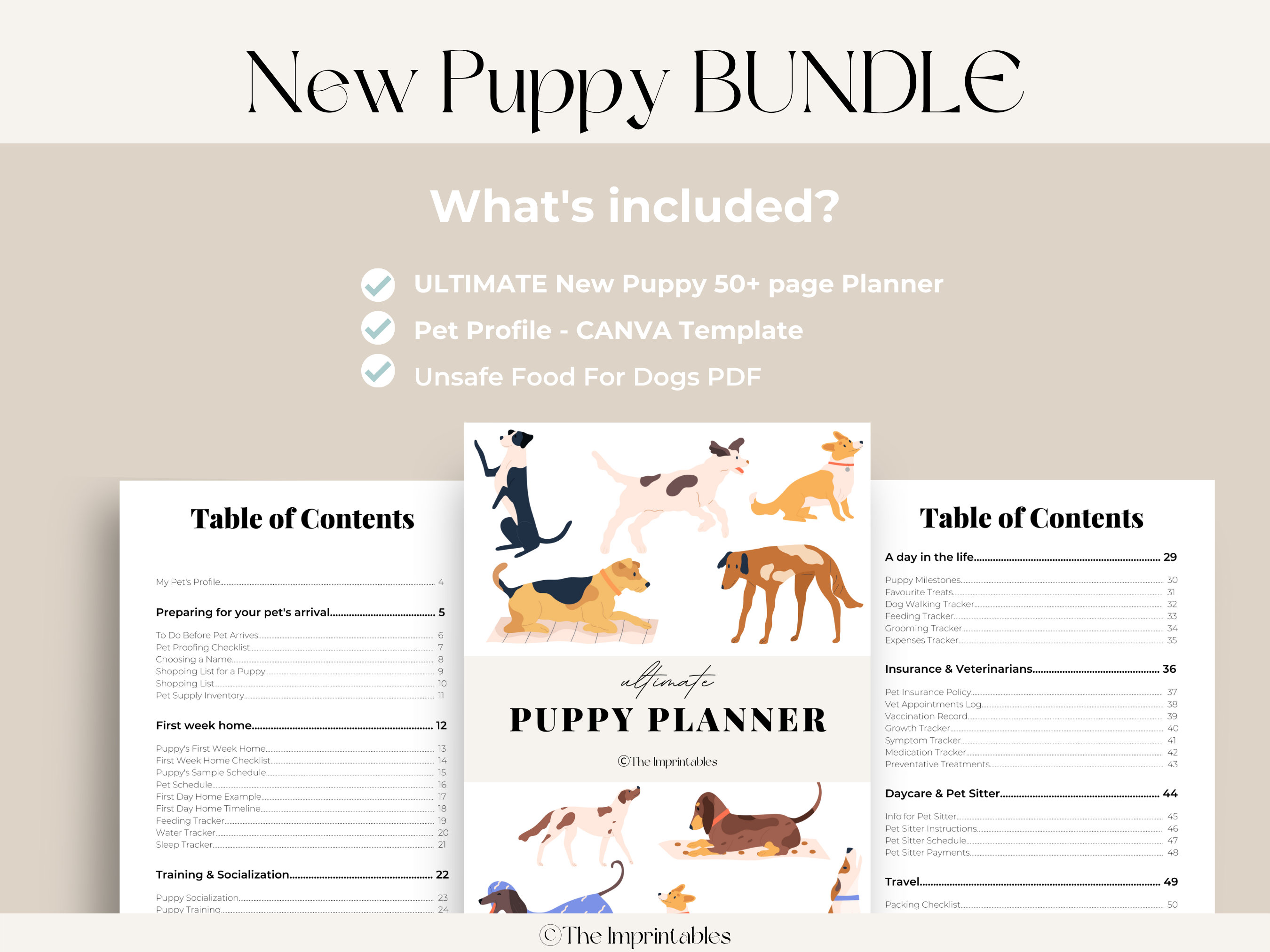 New Puppy BUNDLE Printable Instant Digital Download Pet Information ...