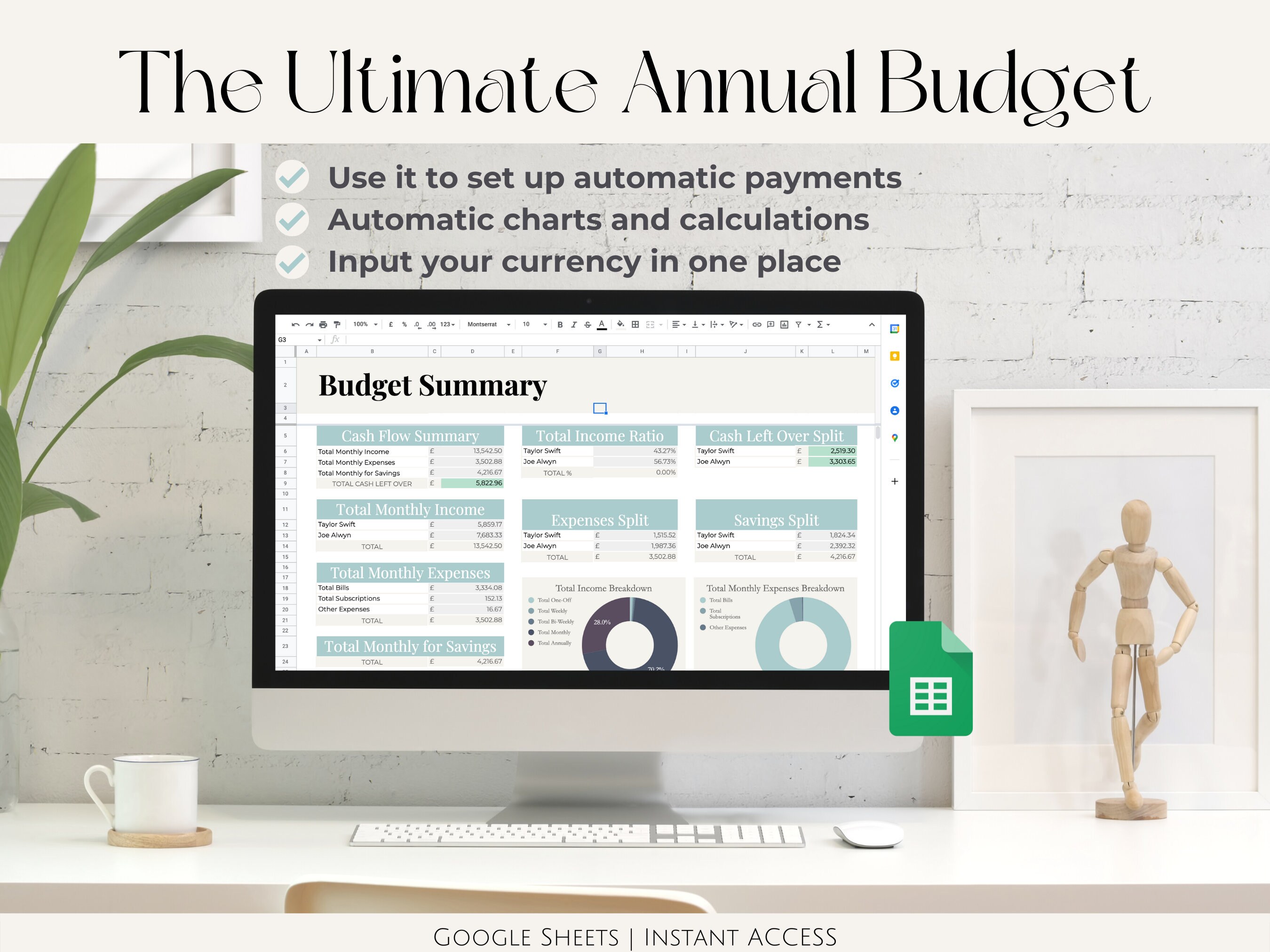 Ultimate Annual Budget & Net Worth BUNDLE Google Sheets Digital ...
