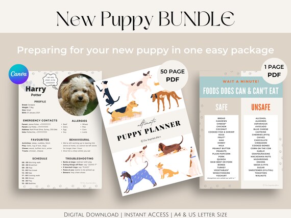 New Puppy BUNDLE Printable Instant Digital Download Pet - Etsy