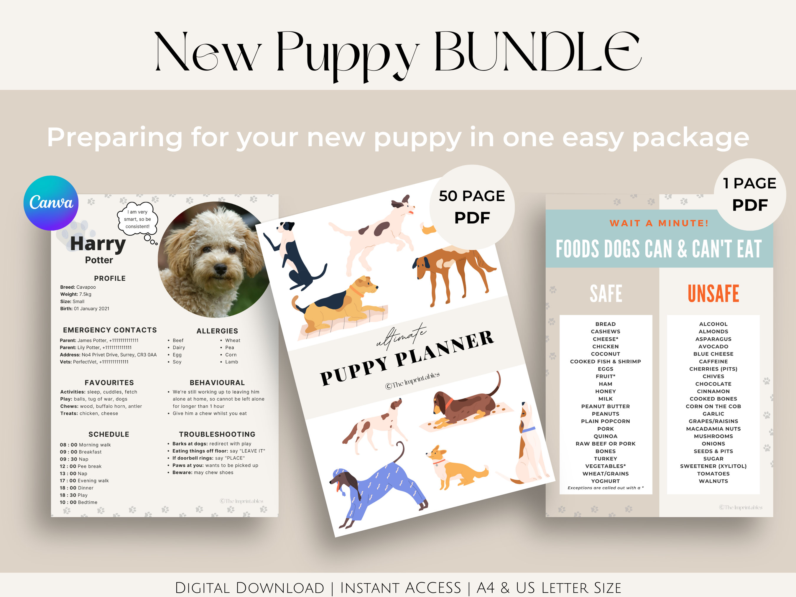 New Puppy BUNDLE Printable | | Instant Digital Download | Pet ...
