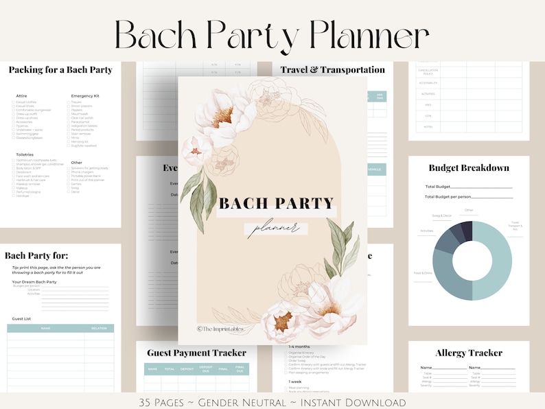 Bach Party Planning Bundle: Bach Party Planner and Budget Spreadsheet ...