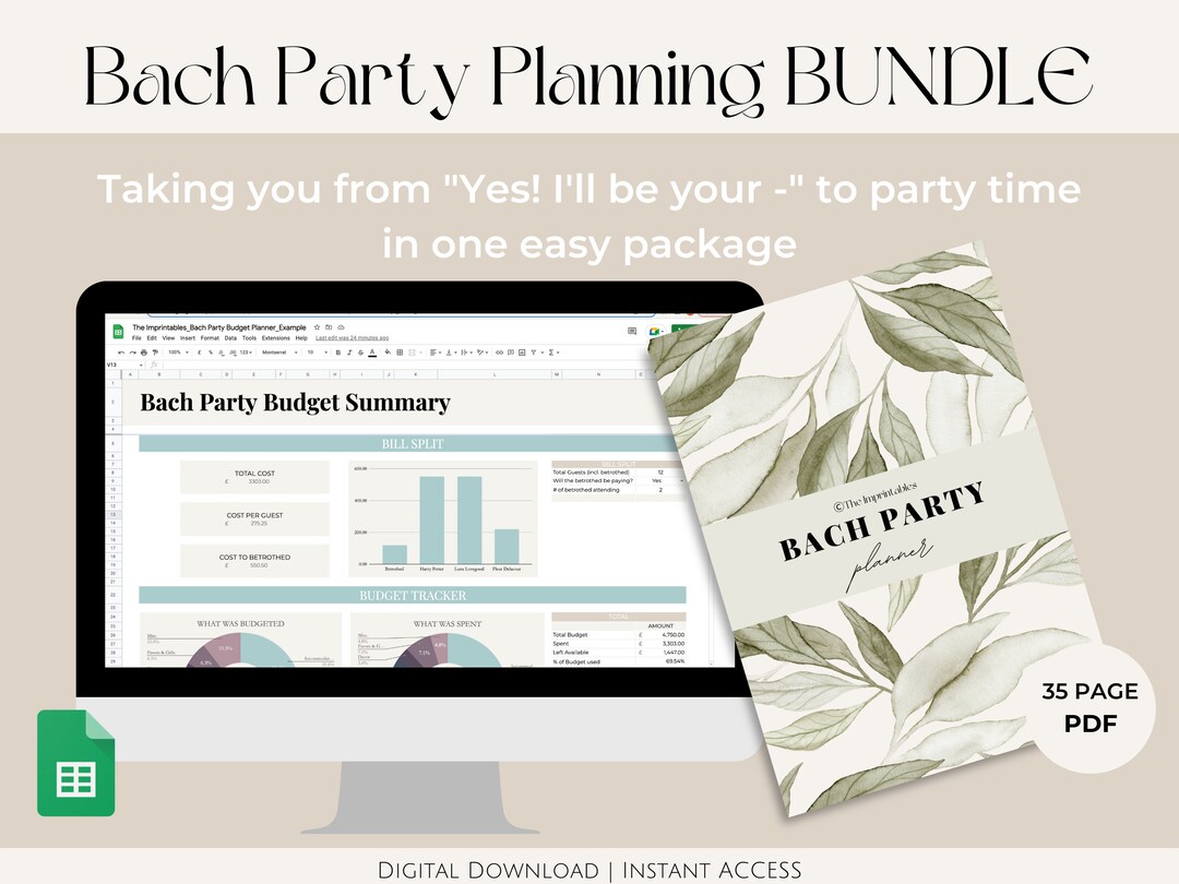 Bach Party Planning Bundle: Bach Party Planner and Budget Spreadsheet ...