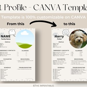 Pet Profile CANVA Template Printable | Instant Digital Download | Pet ...