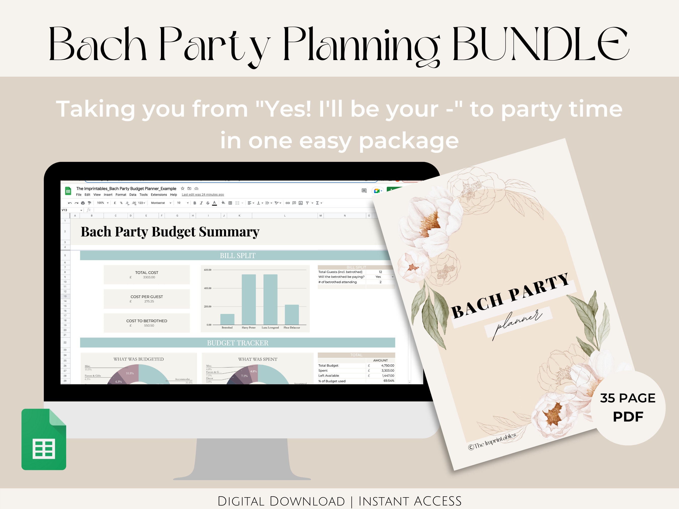 Bach Party Planning Bundle: Bach Party Planner and Budget Spreadsheet ...