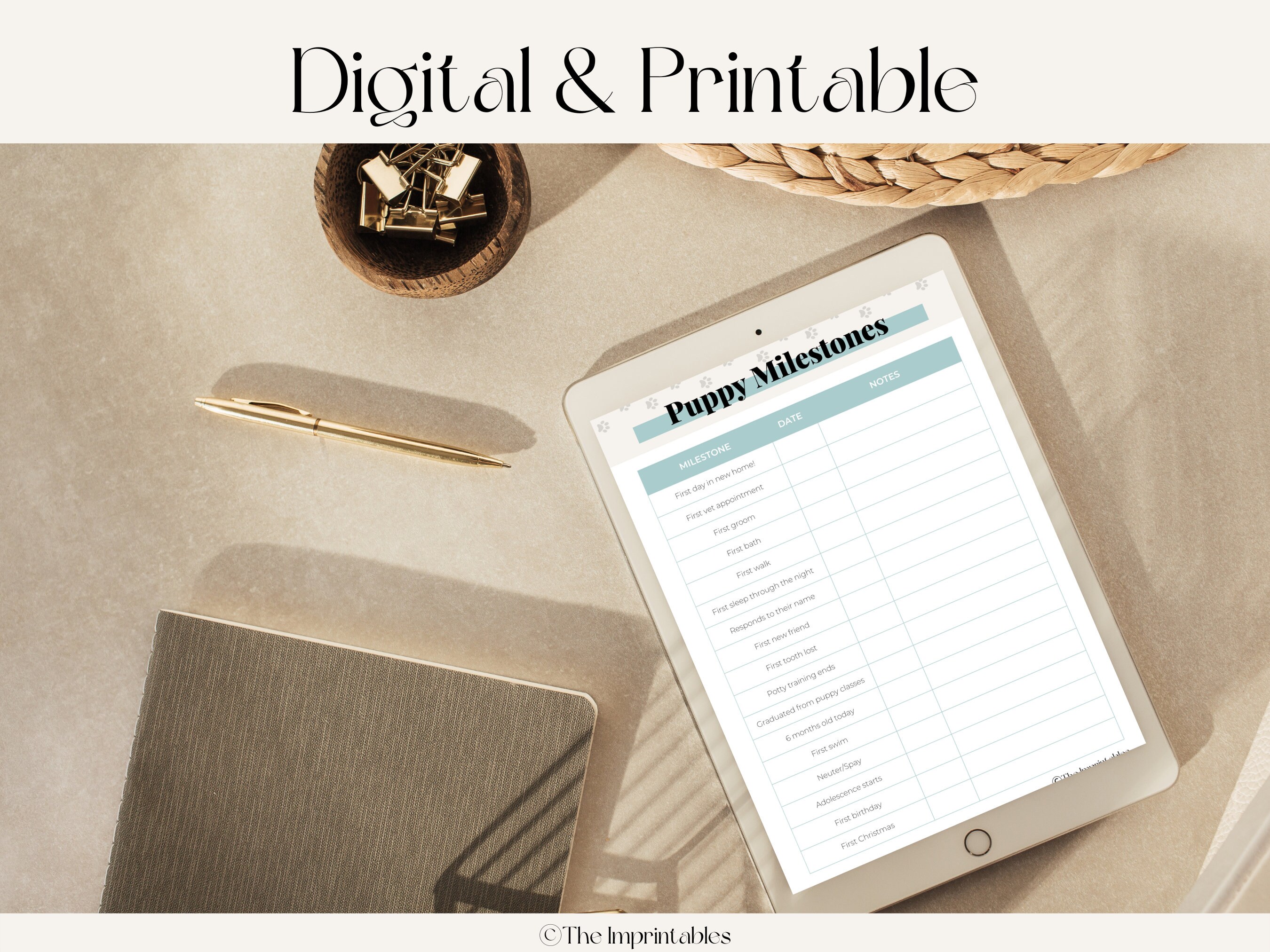 Puppy Milestones Tracker PDF Printable | Instant Digital Download ...