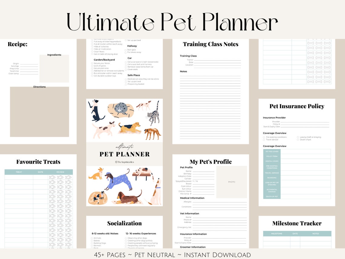 Pet Planner Printable | 45+ Pages | Instant Digital Download | Pet ...