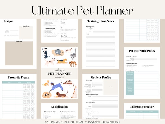 Pet Planner Printable 45 Pages Instant Digital Download - Etsy UK
