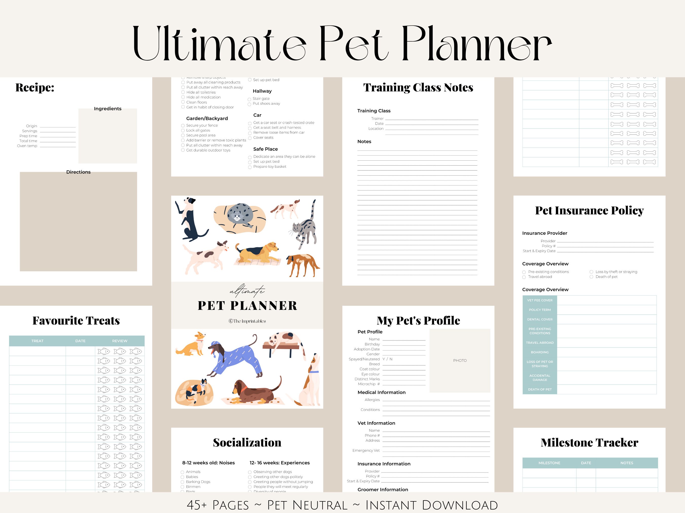 Pet Planner Printable | 45+ Pages | Instant Digital Download | Pet ...