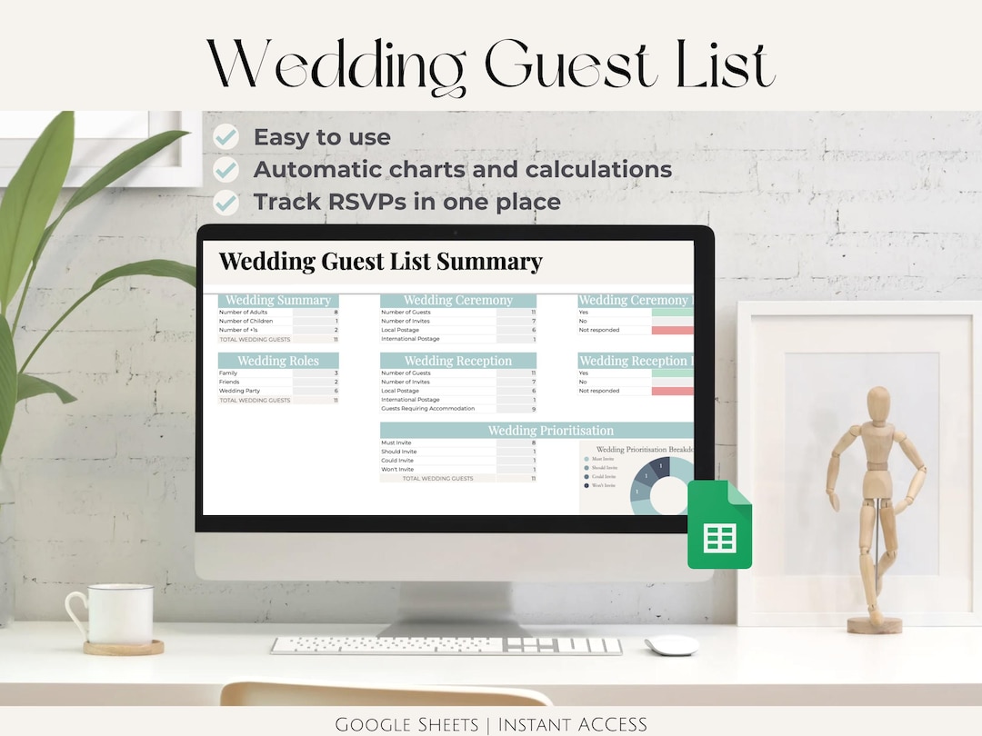 Wedding Guest List | Google Sheets | Instant Access, Google Sheets ...