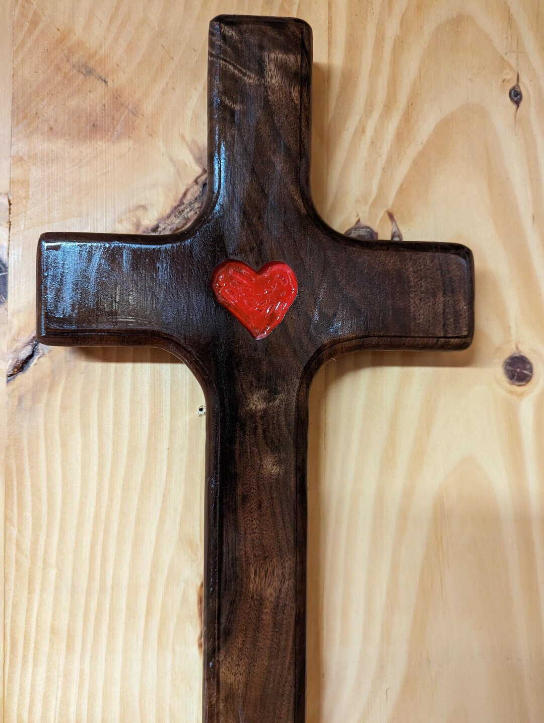 Heart Walnut Cross - Etsy