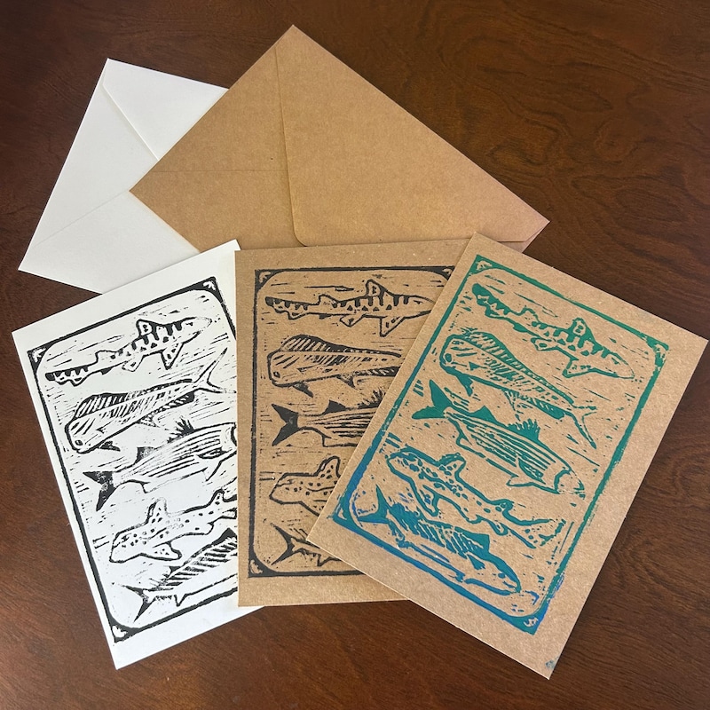Fish Linocut - Etsy