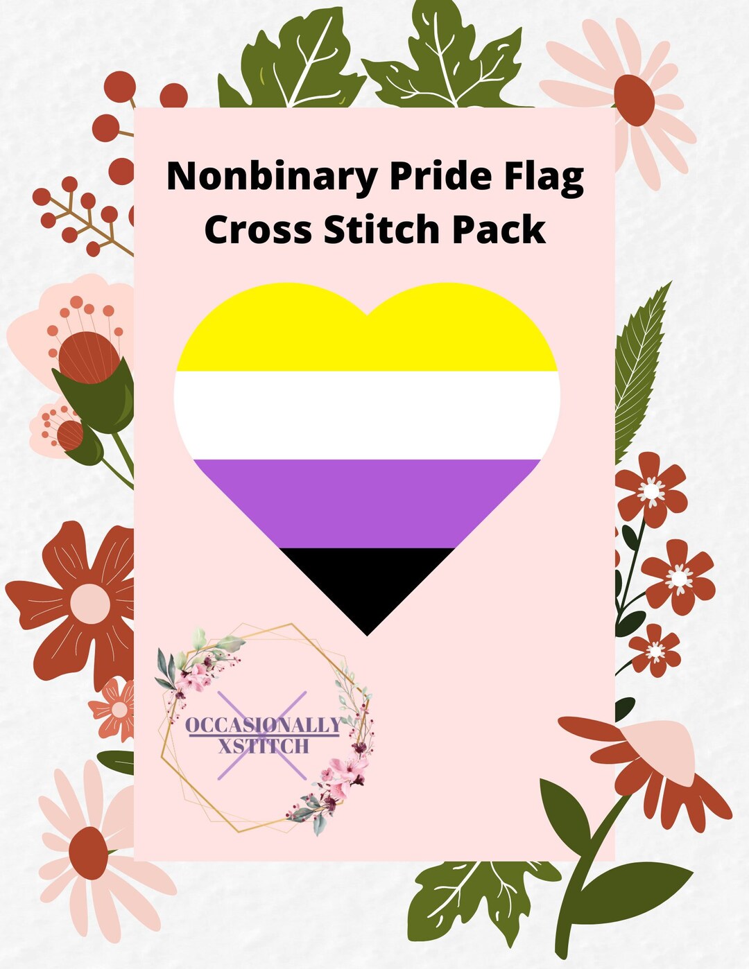 Nonbinary Pride Flag Cross Stitch Pattern Pack - Etsy