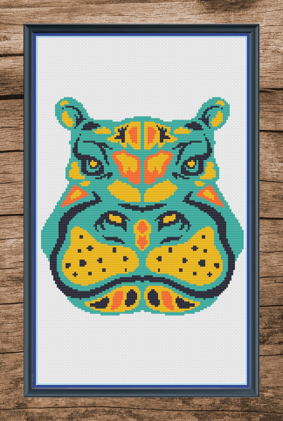 Tribal Hippo Cross Stitch Pattern Instant Download PDF - Etsy