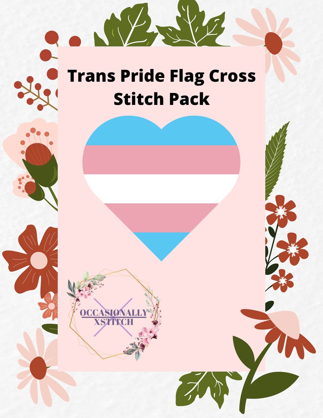 Trans Pride Flag Cross Stitch Pattern Pack - Etsy