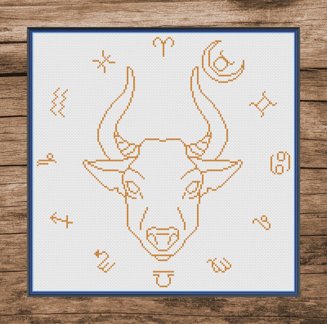 Taurus Zodiac Line Design Cross Stitch Pattern Instant Download PDF - Etsy