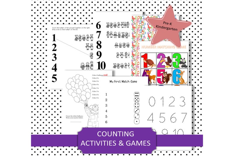 COUNTING & NUMBERS Pre-k / Kindergarten Printables - Etsy