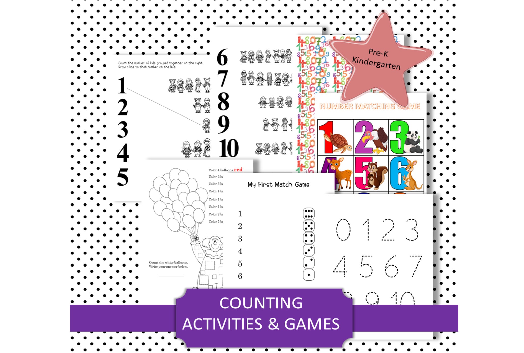 COUNTING & NUMBERS Pre-k / Kindergarten Printables - Etsy