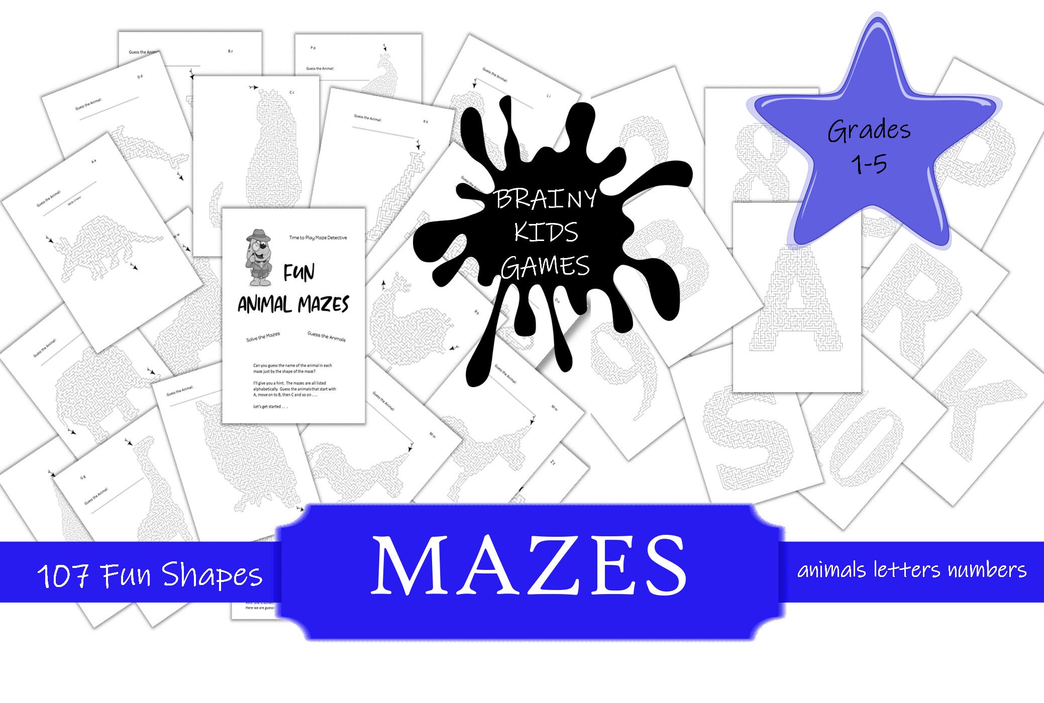 Kids Mazes - 107 Printable Puzzles – ABC Brain Games - Etsy