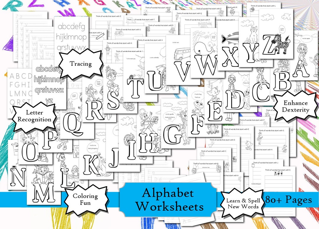 Alphabet Worksheets / Trace and Color Alphabet Writing Practice - Etsy
