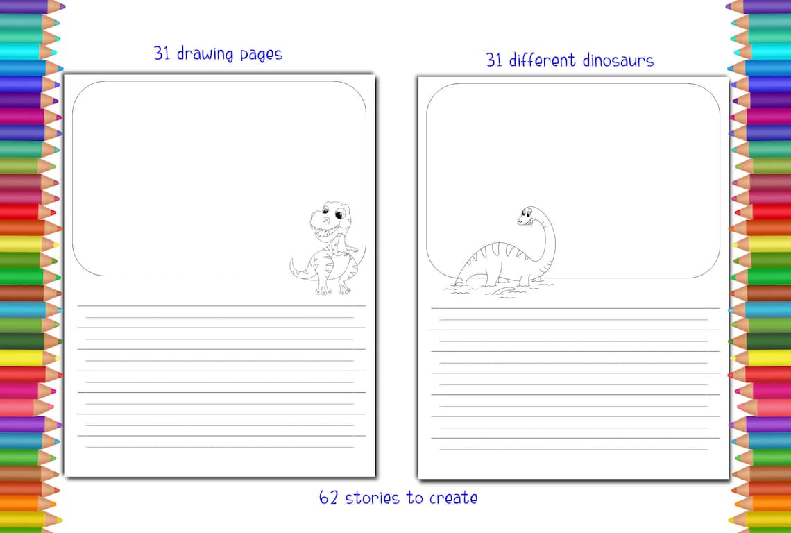 Dinosaur Draw and Write Activity Book - Etsy