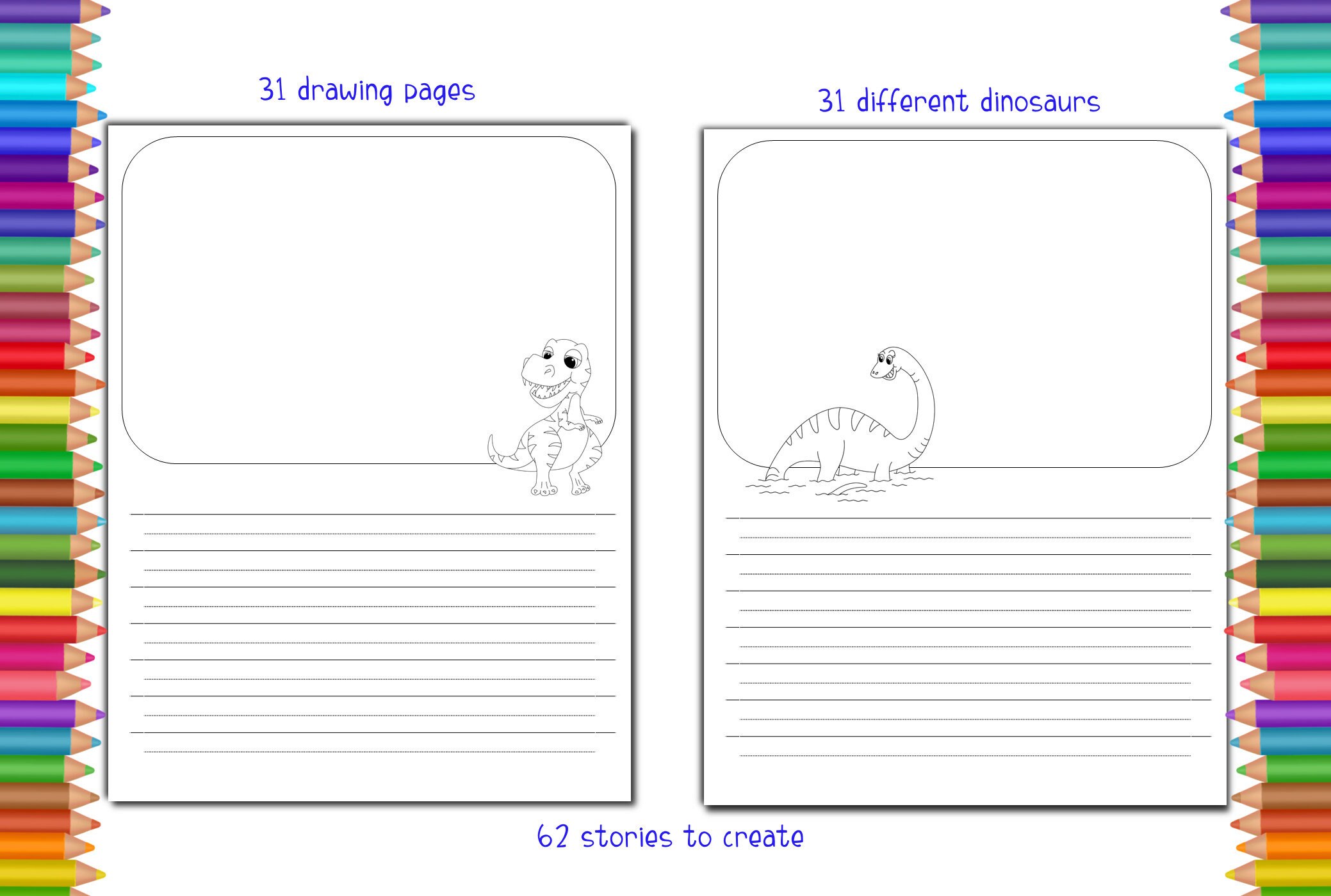 Dinosaur Draw and Write Activity Book - Etsy