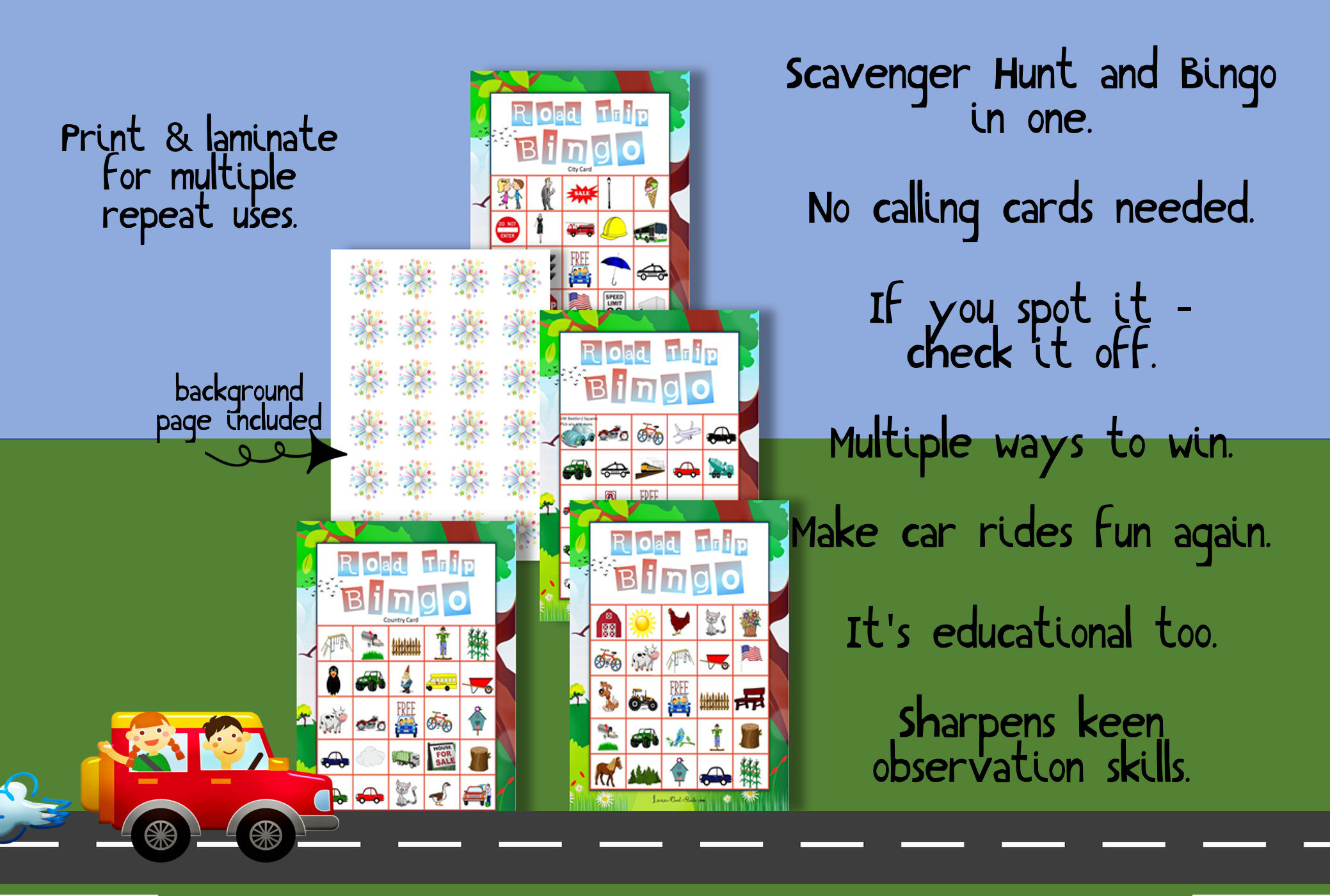 ROAD TRIP BINGO / Road Trip Games/ Printable Activities for Kids - Etsy