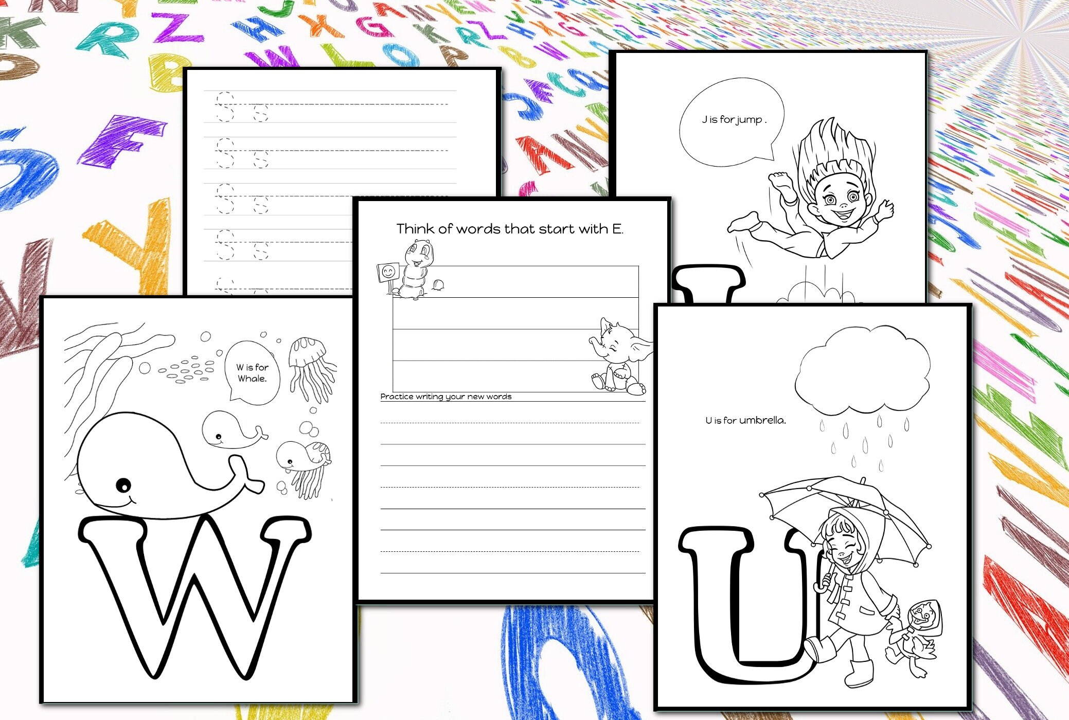 Alphabet Worksheets / Trace and Color Alphabet Writing Practice - Etsy