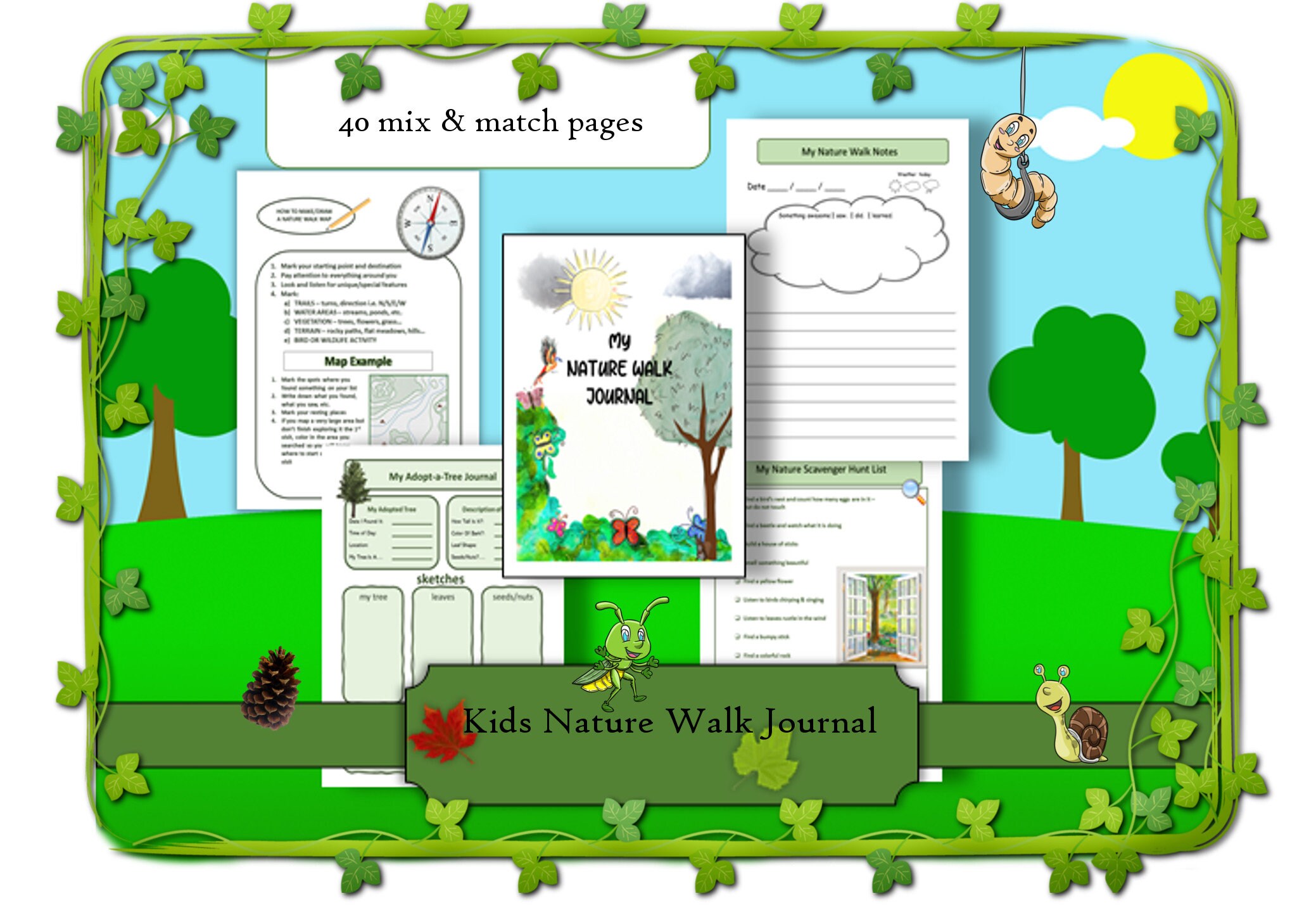 Kids Nature Walk Journal / Printable Outdoor Adventure Workbook ...
