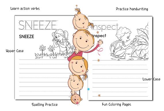 Action Verbs Coloring Worksheets