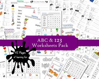 Worksheets 123 - Etsy