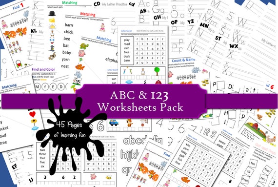 ABC & 123 Worksheets / Letters and Numbers Printables | Etsy