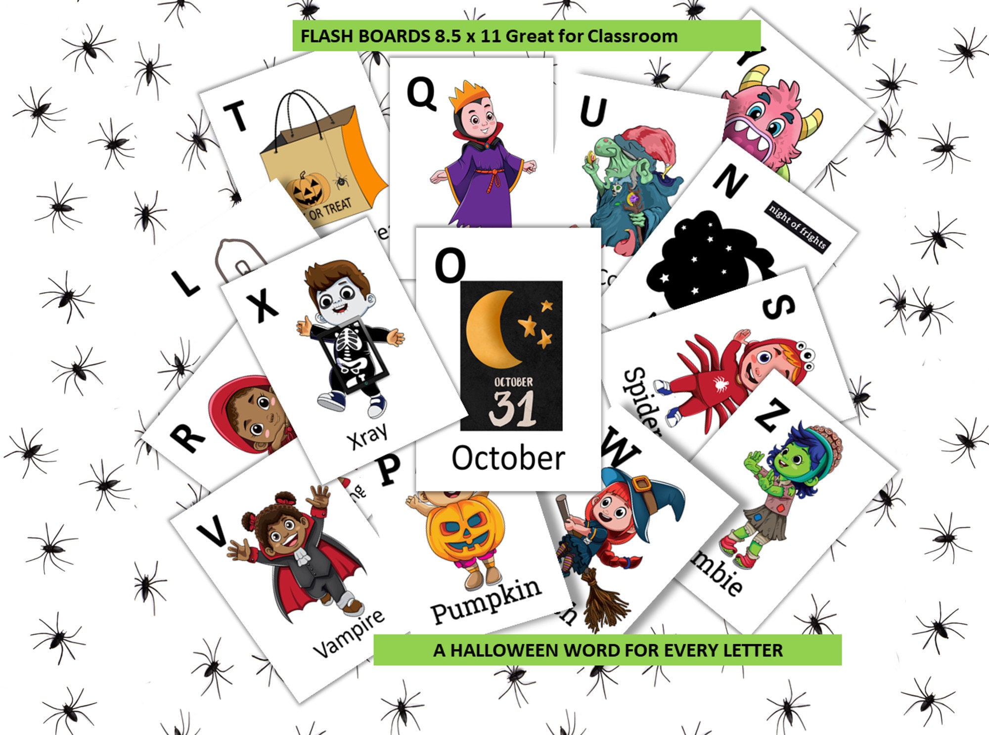 Alphabet Spelling Flashcards, Halloween Games, Halloween Activities - Etsy