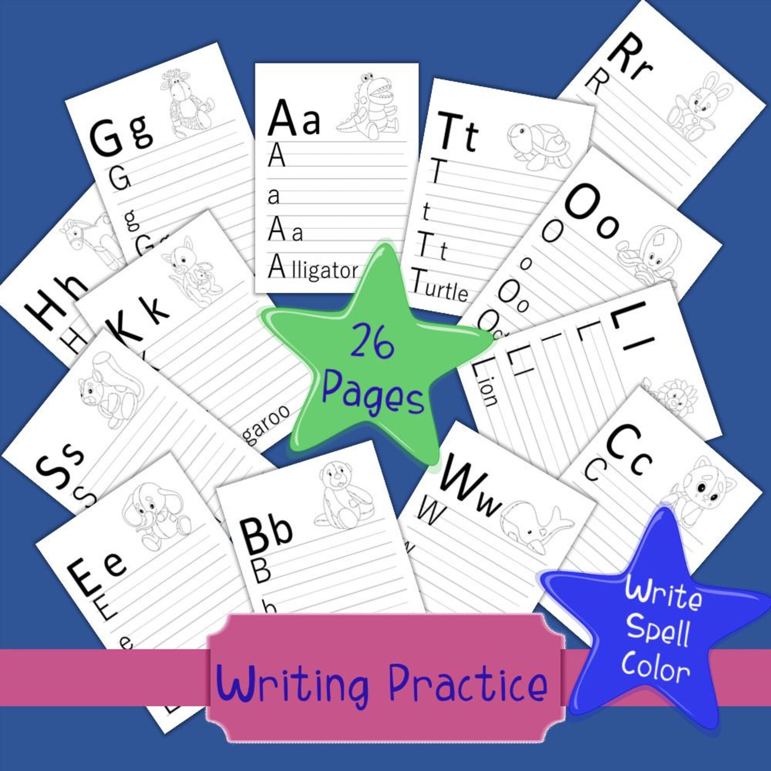 WRITING PRACTICE WORKSHEETS – Alphabet Printing Practice and Animal ...