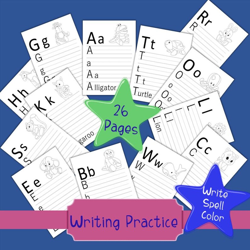 WRITING PRACTICE WORKSHEETS – Alphabet Printing Practice and Animal ...