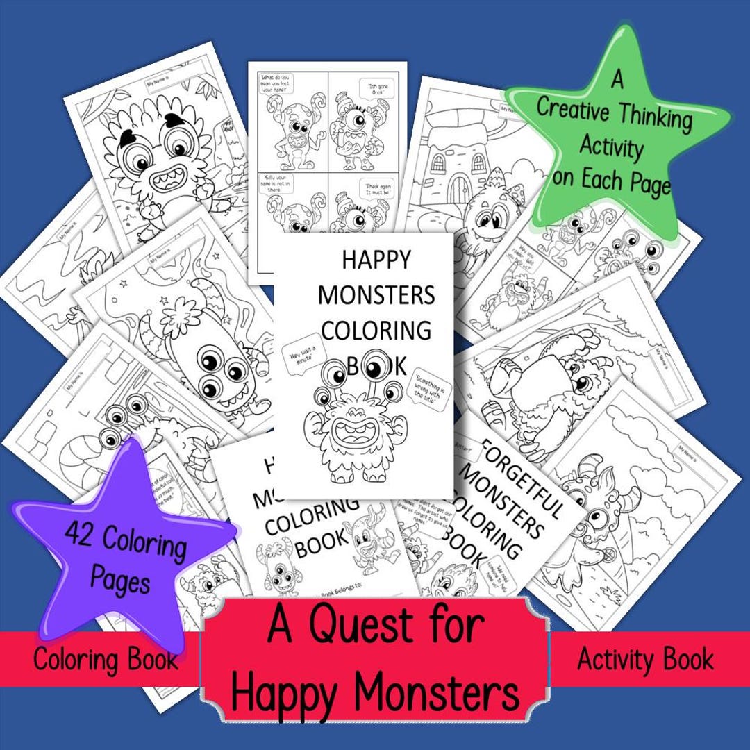 MONSTERS COLORING BOOK - Monsters Activity Book - Etsy