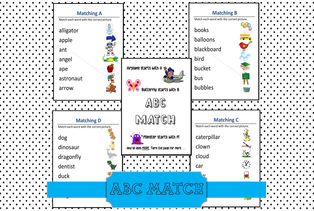 ABC Match Worksheets/kids Activity Pages/printable Classroom ...