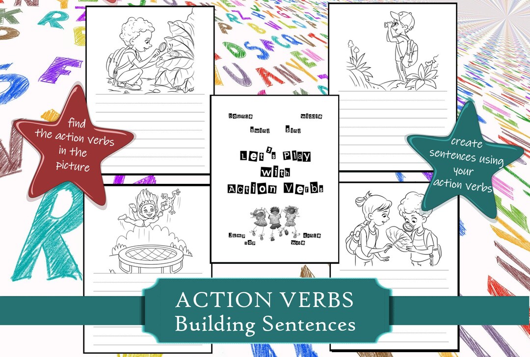 ACTION VERBS Building Sentences Worksheets / Homeschool Printables - Etsy