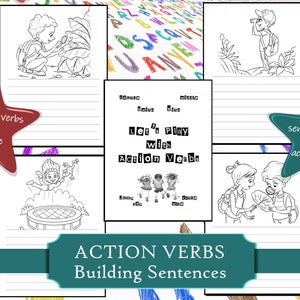 ACTION VERBS Building Sentences Worksheets / Homeschool Printables - Etsy